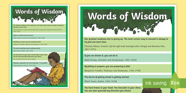 Words of Wisdom Display Poster