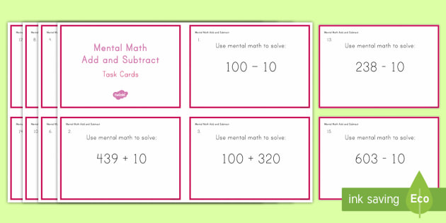 Add and Subtract 10 and 100 Task Cards - Twinkl