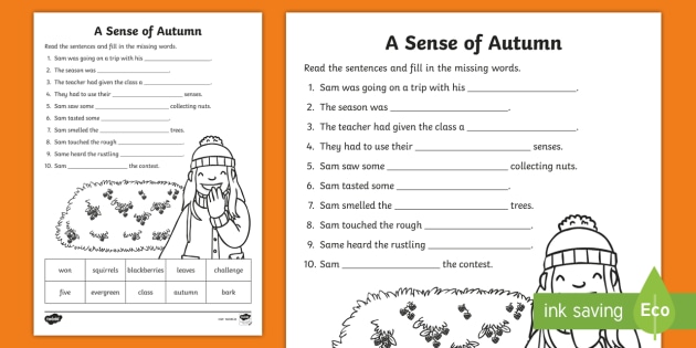 A Sense of Autumn Fill in the Blanks Worksheet / Worksheet
