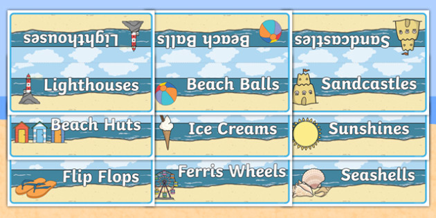 Editable Table Signs Seaside Themed (teacher made)