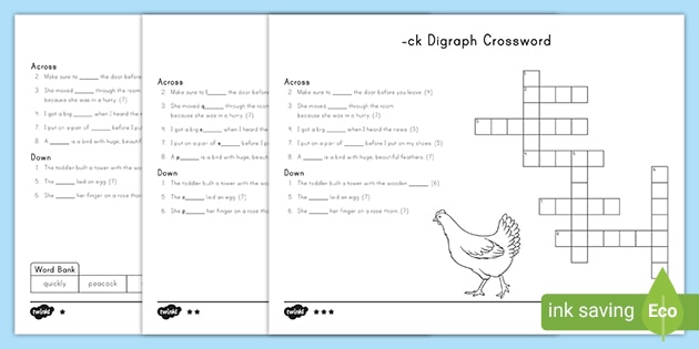 -ck Digraph Crossword Differentiated Activity