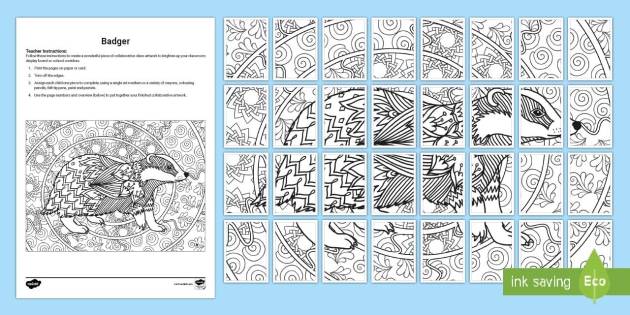 Badger Themed Collaborative Art Resource Pack (teacher made)