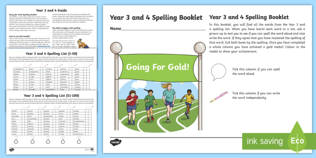 Going for Gold! Year 3 and 4 Spelling Booklet Checklist