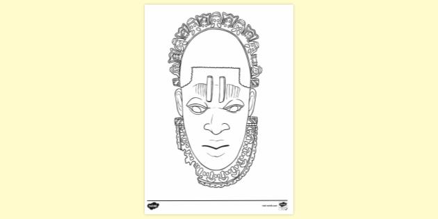 Ivory Mask of Queen Idia | Colouring Sheets | Twinkl