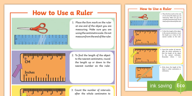 * NEW * Measuring Length - How to Use a Ruler A4 Display Poster