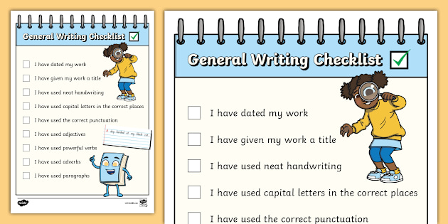 Writing Checklist Writer's Checklist | TPT