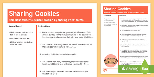Sharing Cookies Open Ended Division Lesson Idea