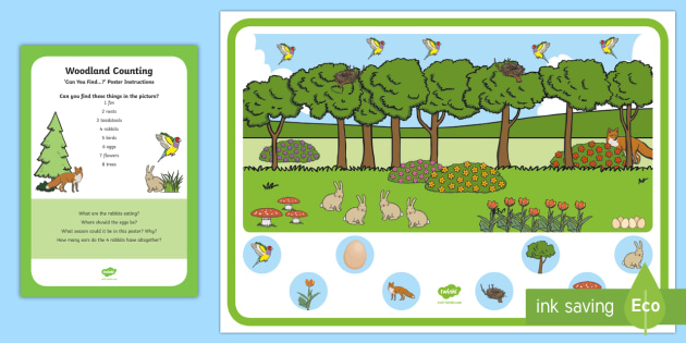 Woodland Counting Can You Find...? Poster and Prompt Card Pack
