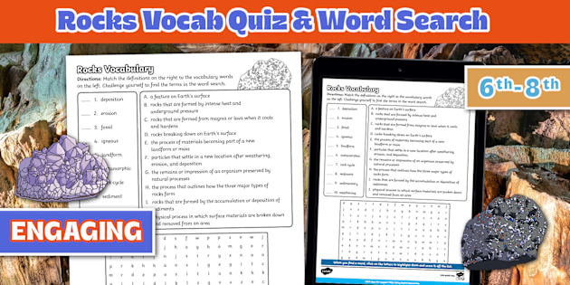 Types Of Rocks Word Search Types Of Rocks Studyladder Interactive