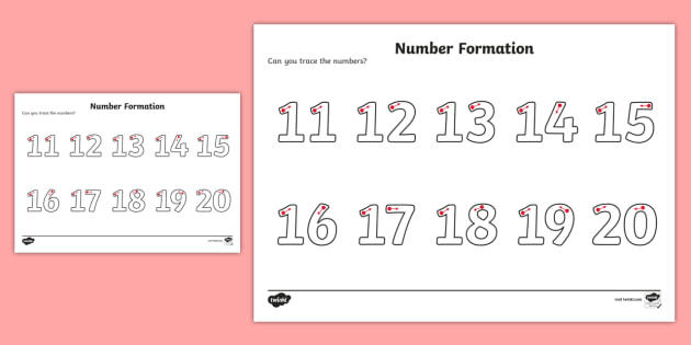 Number Formation 11-20 Worksheet / Worksheet (teacher made)