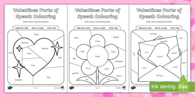 ESL Valentine's Parts of Speech Colouring (teacher made)