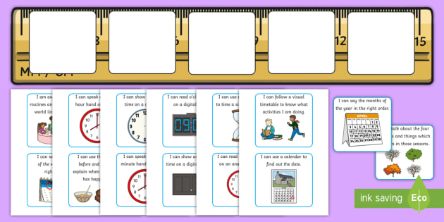 CfE Early Level Time Ruler Display Target Cards