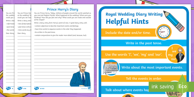 KS1 Prince Harry’s Diary Writing Differentiated Worksheets