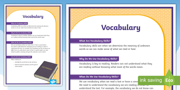 Year 5-6 Reading Comprehension Skills - Vocabulary Poster