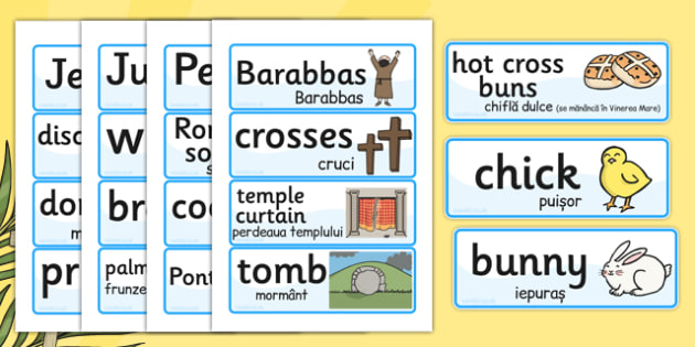 Easter Word Cards Romanian Translation Teacher Made