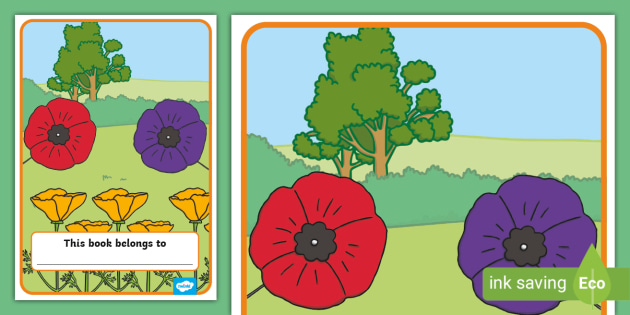 FREE! - Poppy Flower Themed Book Cover (teacher made)