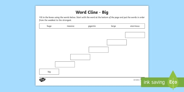 Word Cline for 'Big' Worksheet (teacher made)