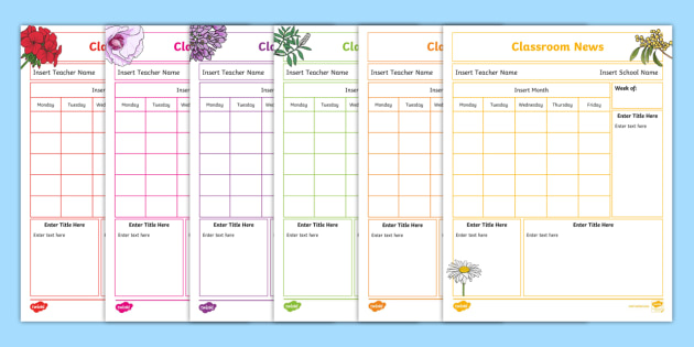 Editable Floral Classroom Newsletters (teacher made)