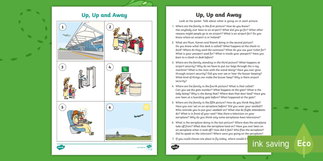 Up, Up and Away Oral Language Worksheet / Worksheet