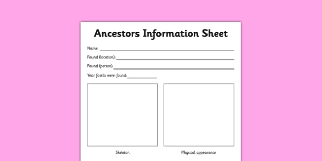Ancestors Information Sheet (teacher made)