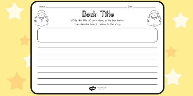 Book Title Comprehension Worksheet
