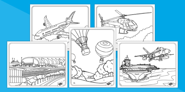 airplane and helicopter coloring pages