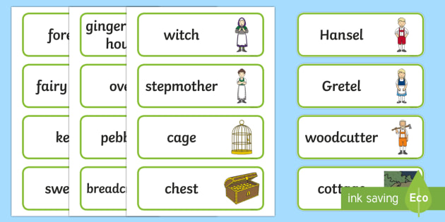 Hansel and Gretel Word Cards (teacher made)