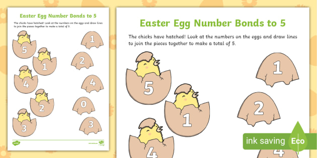 * NEW * Easter Eggs Number Bonds of 5 Worksheet