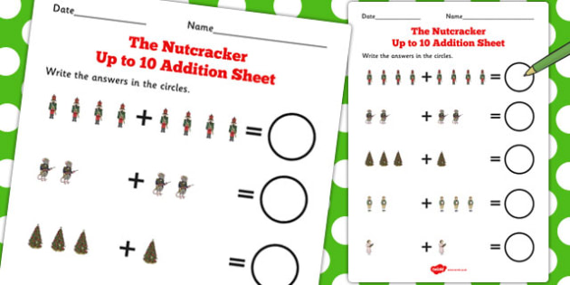 The Nutcracker Up to 10 Addition Sheet