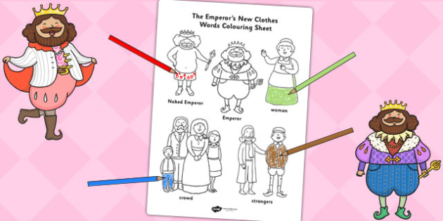 The Emperor's New Clothes Words Colouring Sheet - story books