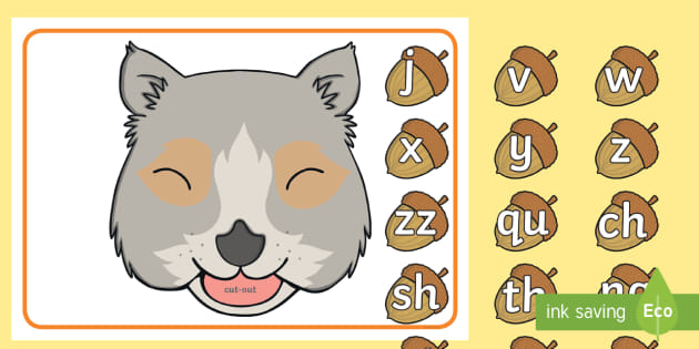Feed the Squirrel Phase 3 Phonics Game (teacher made)