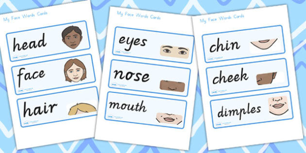 My Face Word Cards