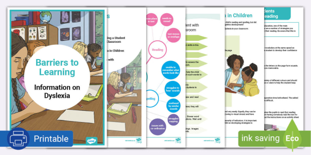 Barriers to Learning Information on Dyslexia Booklet
