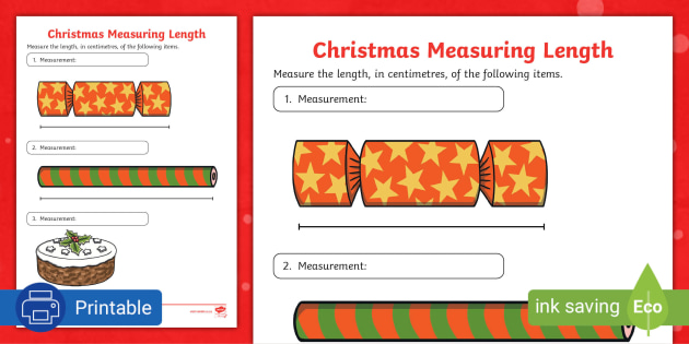 Christmas Measuring Worksheet | Length In Centimetres