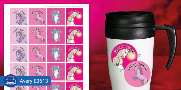 Unicorn | 'Great Job' | Pink Coloured | Reward Stickers