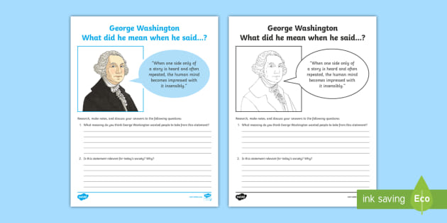 George Washington: What Did He Mean? Research and Discussion Activity