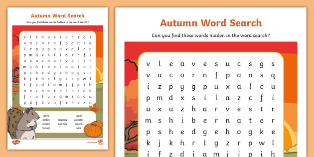 Autumn Word Search (teacher made)