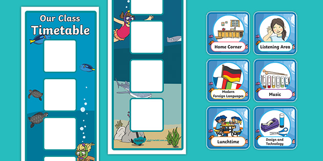 Ocean Timetable with Cards (teacher made)