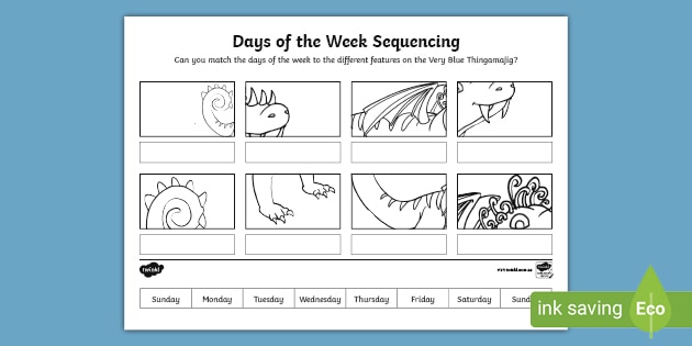 Days of the Week Sequencing Activity to Support Teaching on The Very Blue