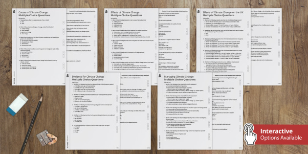 Climate Change Multiple Choice Question Pack: Worksheets