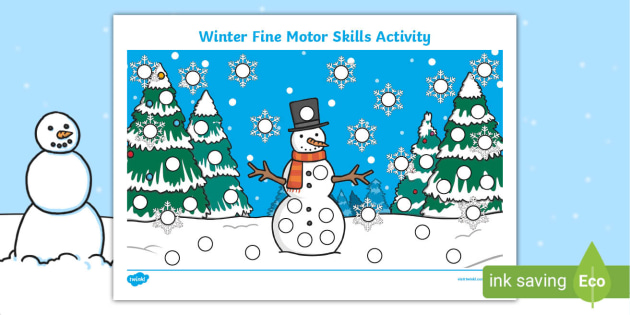 Winter Button Placing Fine Motor Skills Activity