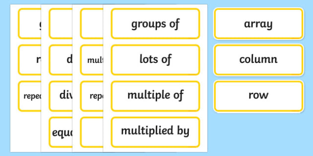 Year 2 2014 National Curriculum Multiplication and Division Vocabulary Card