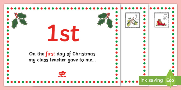 Twelve Days Of Christmas Card Template (teacher made)