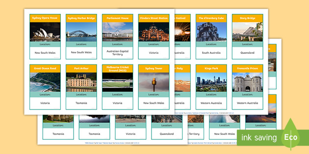 Natural, Managed and Constructed Features of Australia Cards
