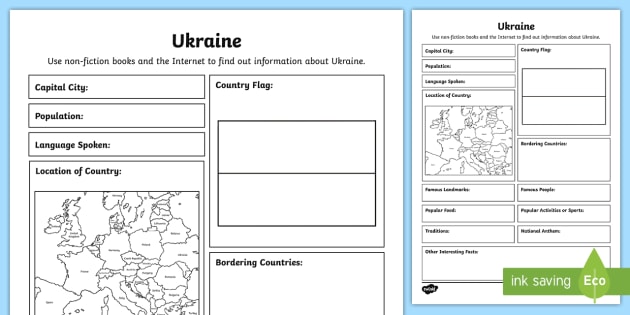 Ukraine Fact File Writing Template (teacher made)