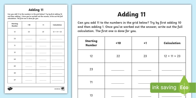 👉 Adding 11 Activity Sheet | KS1 Maths (Teacher-Made)