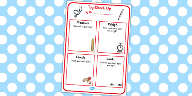 Toy Check Up Role Play Template (teacher made)