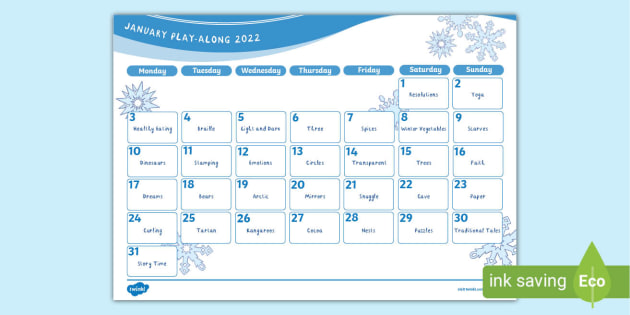 January Play-Along Calendar