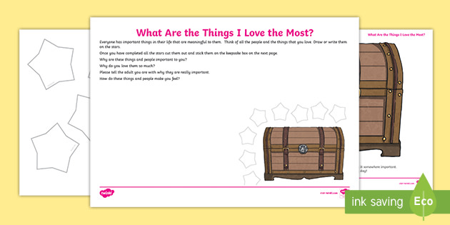What Are The Things I Love The Most Worksheet