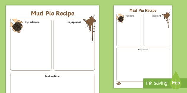 Mud Pie Recipe Writing Frame (teacher made)